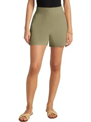 Matty M. High Waist Linen Blend Shorts Olive