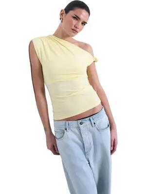 Topshop Knot One-shoulder Top - Buttermilk