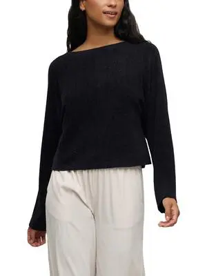 Barefoot Dreams Cozychic Ultra Lite® Rib Dolman Shirt - Black