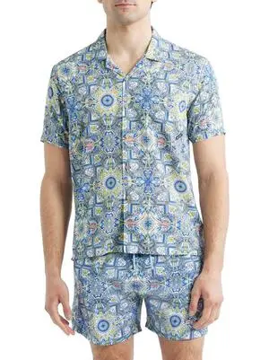 BOARDIES Print Camp Shirt - Blue Multi