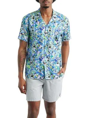 BOARDIES Floral Print Camp Shirt - Blue