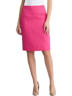 KASPER Textured Zip Pencil Skirt - Pink Perfection