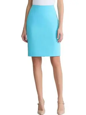 KASPER Pencil Skirt With Back Slit - Aqua Oasis