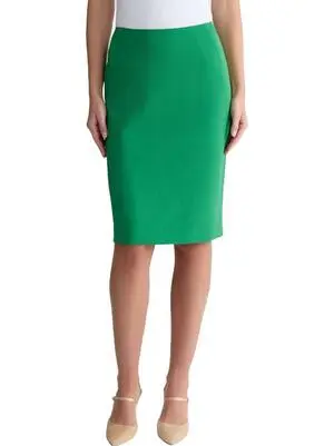KASPER Pencil Skirt With Back Slit - Lush Green