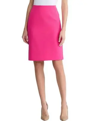 KASPER Pencil Skirt With Back Slit - Pink Perfection