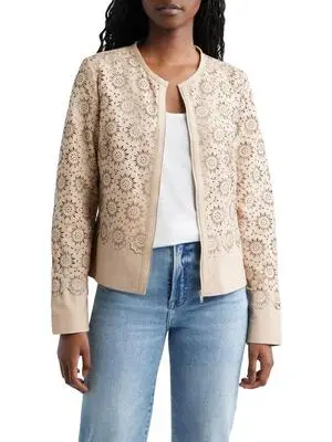 MAURITIUS Lacey Laser-Cut Leather Jacket