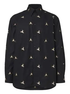 Simone Rocha Embroidered Cotton Poplin Shirt - Black