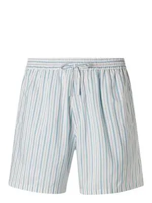 UMIT BENAN Striped Silk-cotton Shorts - Blue