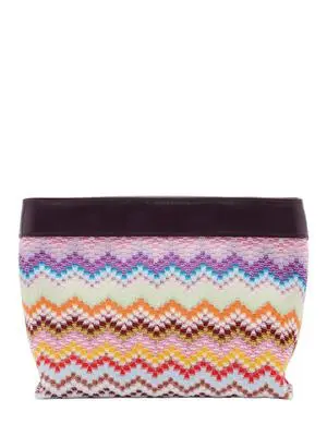 Missoni Zigzag Leather-trimmed Lame Clutch - Multicoloured
