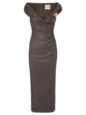 Roland Mouret Embellished Draped Chiffon Midi Dress - Grey