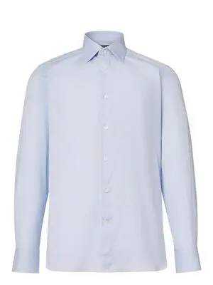 Zegna Cotton-blend Poplin Shirt - Blue