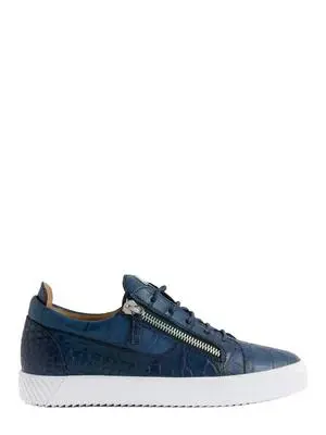 GIUSEPPE ZANOTTI Crocodile-effect Zip Sneakers - Blue