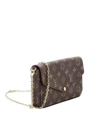 LOUIS VUITTON Louis Vuitton Felicie Pochette Monogram Canvas Crossbody Bag Brown