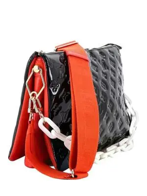 LOUIS VUITTON Coussin Mm Shoulder Bag Monogram Embossed Patent - Black