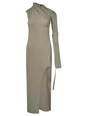 GRACE ELWOOD Draped Asymmetric Midi Dress - Neutrals