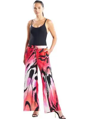 Natori Butterfly Linen Blend Pants - Red