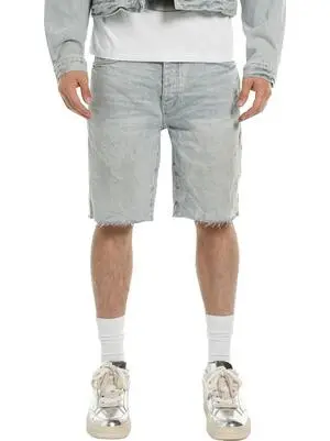 PURPLE BRAND Raw Hem Denim Shorts - Light Indigo