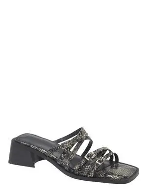JUSTINE CLENQUET Andie Python Embossed Sandal - Beige Python