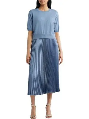 CECE DUPRAZ Sweater And Pleated Skirt Two-Piece Set Shadow