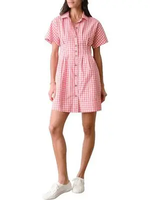 Marine Layer Nova Pima Cotton Gingham Mini Shirtdress - Cherry Gingham