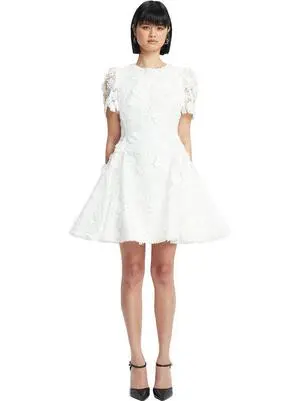 LEO LIN Elyse Lace Short Sleeve Mini Dress - Vanilla