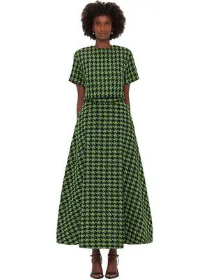 LEO LIN Rosalyn Tweed Maxi Skirt - Houndstooth