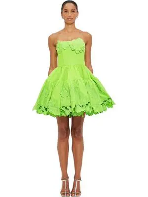 LEO LIN Skye Appliqué Bustier Mini Dress - Lime