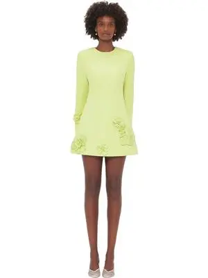 LEO LIN Leo Lin Aliza Long Sleeve Petal Mini Dress Chartreuse