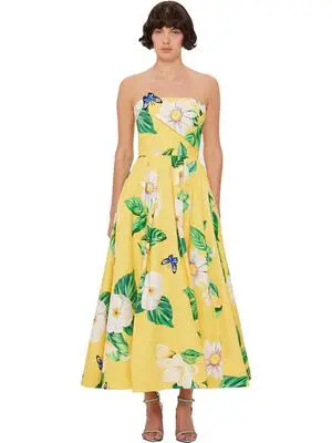 LEO LIN Lynn Bustier Midi Dress - Joie Print In Sunshine