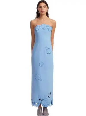 LEO LIN Leo Lin Rayna Appliqué Bustier Maxi Dress Pastel Blue