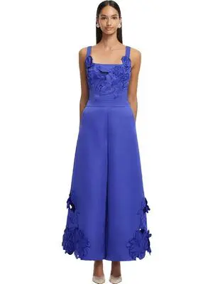 LEO LIN Theodora Appliqué Wide-leg Pants - Lapis