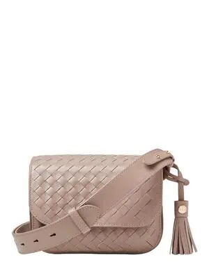 ASPINAL OF LONDON Woven Leather Ella Cross-body Bag - Neutral
