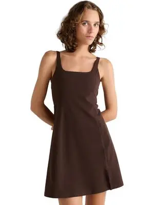 Quince Power-Up Square Neck Dress Espresso