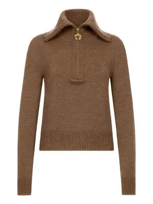 OSCAR DE LA RENTA Oscar De La Renta Double Collar Half-Zip Pullover