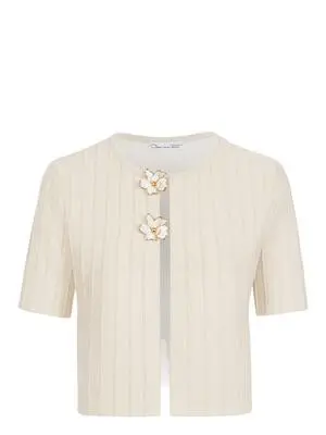 OSCAR DE LA RENTA Oscar De La Renta Cropped Cardigan With Embellished Buttons
