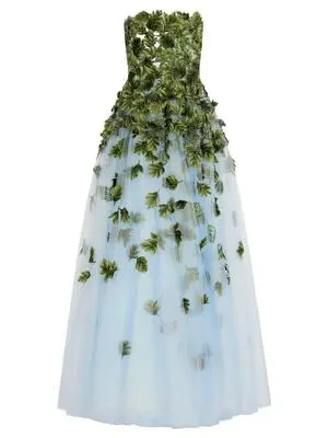 Oscar De La Renta Strapless Gown - Blue