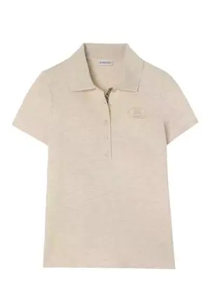 Burberry Burberry Cotton Piqué Polo Shirt With Embroidered Knight Stamp Neutrals