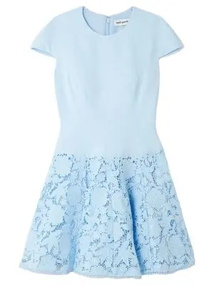 SELF-PORTRAIT Crepe And Guipure Lace Mini Dress - Blue