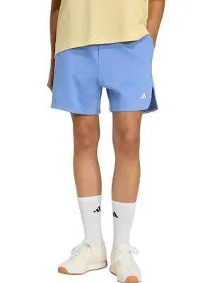 Adidas 3 Stripes Studio Fleece Loose Shorts - Blue Fusion