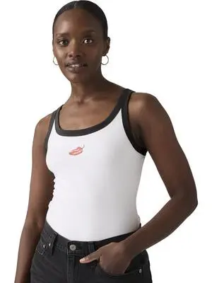 LEVI'S Graphic Logo Essential Fitted Tank Top - Spicy Pepper With Glitter