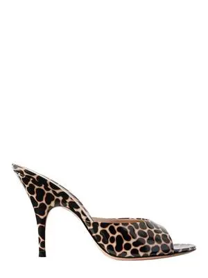GIANVITO ROSSI 95 Leopard-Print Leather Mules Leopard Print