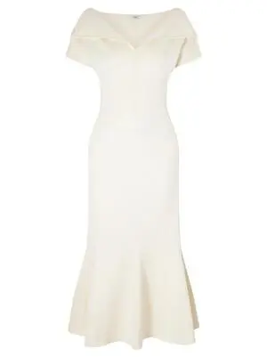 FFORME Zaria Draped Knitted Cotton-blend Midi Dress - Neutrals