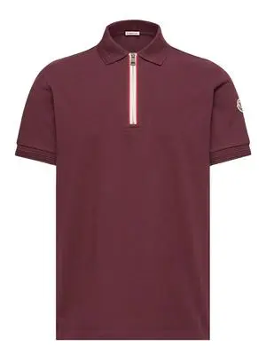 Moncler Tricolor-trimmed Cotton Polo Shirt - Red