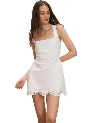 Veronica Beard Shanice Lace Trim Mini Dress White