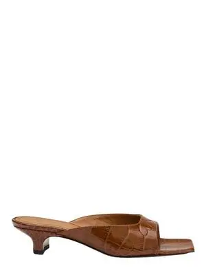 ATP ATELIER Tavenna Printed Croco Kitten Heels - Cannella