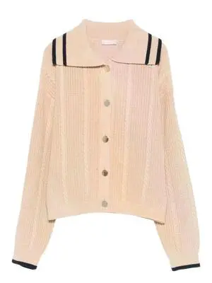 Liu Jo Collared Cable-knit Cardigan - Neutrals