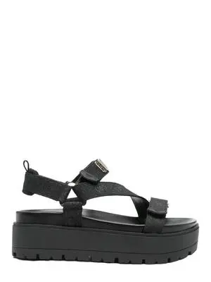 Guess Logo Lettering Platform Sandals - Black