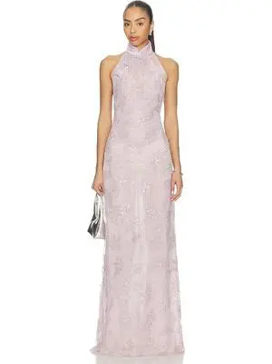 SAU LEE Embellished Halterneck Gown - Lavender