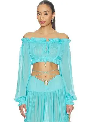 CIN CIN Off-the-shoulder Cropped Top - Blue