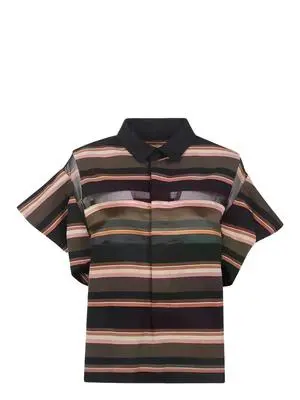 Sacai Striped Shirt Brown